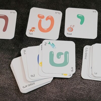 Hebrew Alphabet Letters Flash Cards / Alef Bet Colorful Printable PDF ...