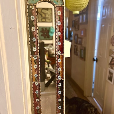 Long Narrow Mirror Wall Art 35.8 Tall, Decorative Long Mirror From Peru ...