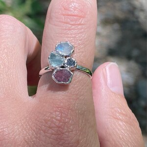 SET OF TWO Handmade Rings Citrine Emerald Ring Multi Stone Ring Raw ...