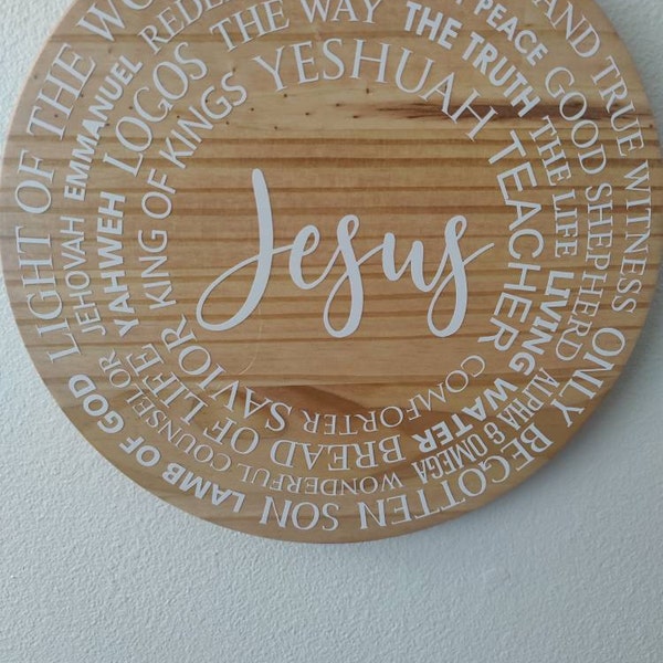 Names of Jesus Wood Sign: Round Christian Home Decor - Etsy
