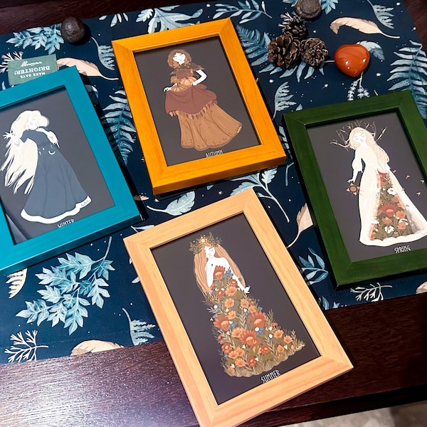 Seasons Art Package - Winter Spring Summer Autumn / Fall Femme Folk Art ...