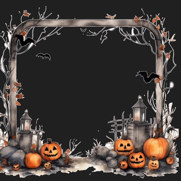 Watercolor Halloween Frames Clipart - Halloween Watercolor PNG Format ...