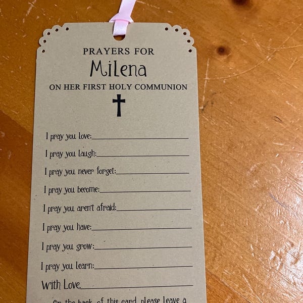 Set of 12 Handmade First Holy Communion Prayer Cards - Wishing Tree ...