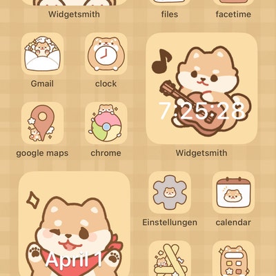 Shiba Inu App Icon Set Kawaii Aesthetic Theme for Android IOS Tablet ...