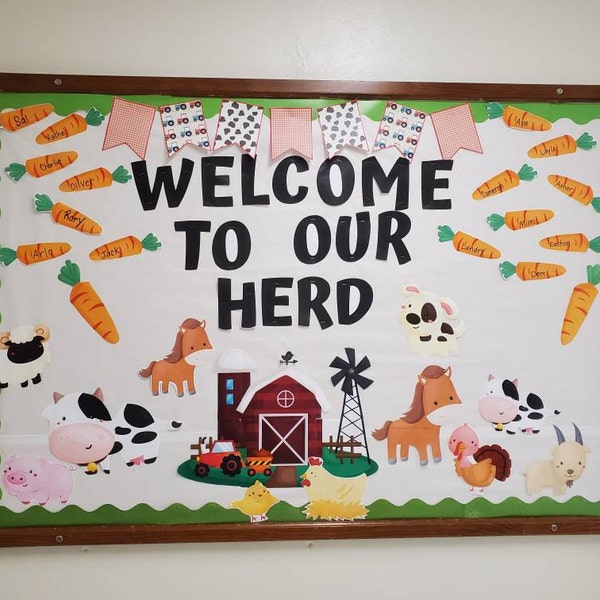 Farm Animals Back to School Bulletin Board Kit, Welcome to Our Herd ...