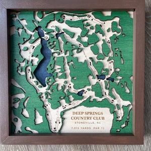 Custom Golf Course Map Engraved Golf Map Custom Golf Picture Wooden ...