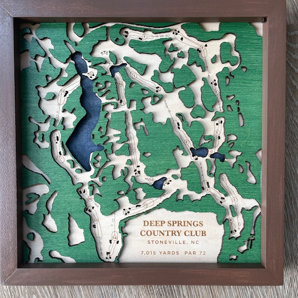 Custom Golf Course Map Engraved Golf Map Custom Golf Picture Wooden ...