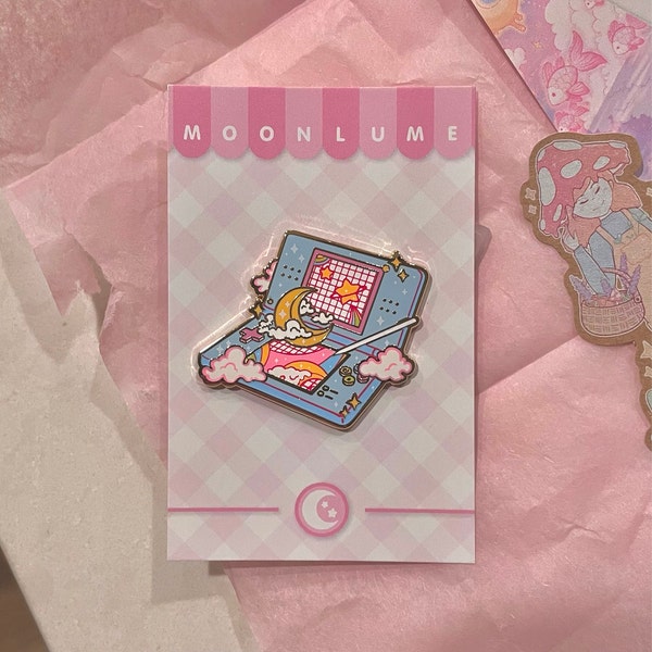 DS Moon Lite Enamel Pin - Cute Pastel Blue Lapel Pin, Dslite Pin, Moon ...