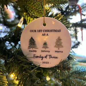 Family of Three Christmas Ornament Family of 3 Family - Etsy