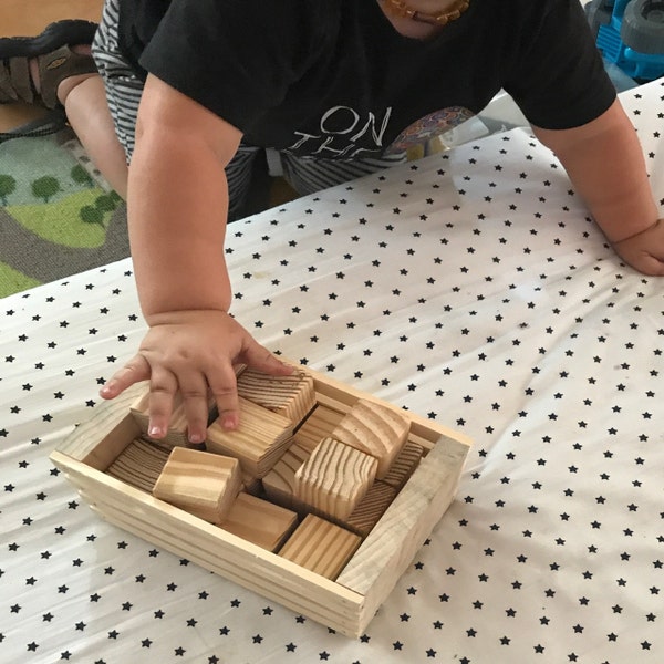 Unfinished Wood Blocks,26 Wood Baby Blocks 1 1/2" Square With Wood ...