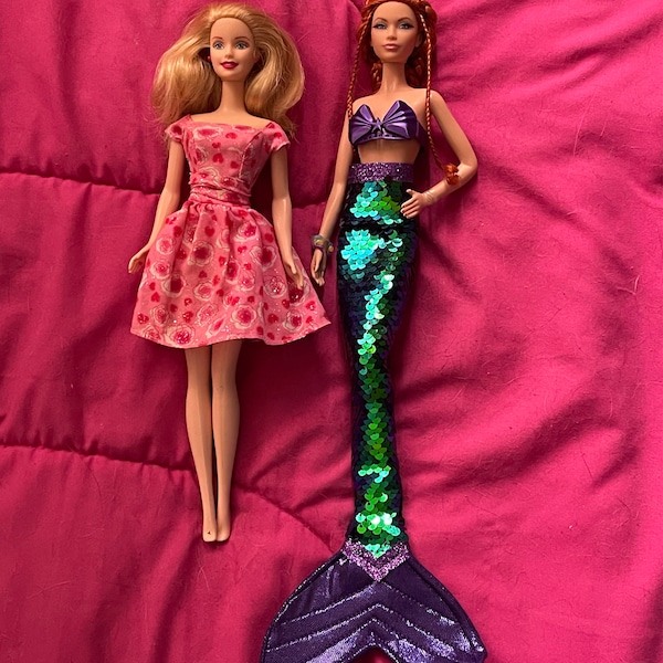 A *barbie Included* Mermaid Doll With Tail/fin and 3D Printed Seashell ...