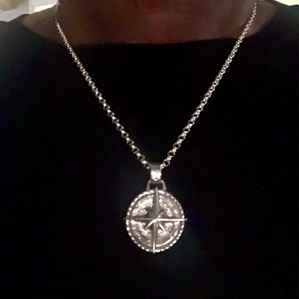 Sterling Silver Nautical Compass Pendant Necklace: Ocean Inspired ...