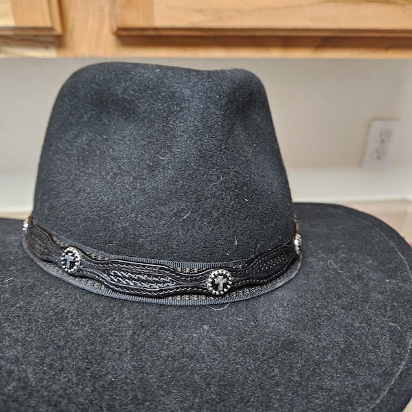 Cross Hat Band, Western Bone or Turquoise Howlite Cross and Hairpipe ...