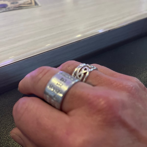 BE Happy, Brave Strong Kind Inspirational Ring Cuff - Hand Stamped Ring ...