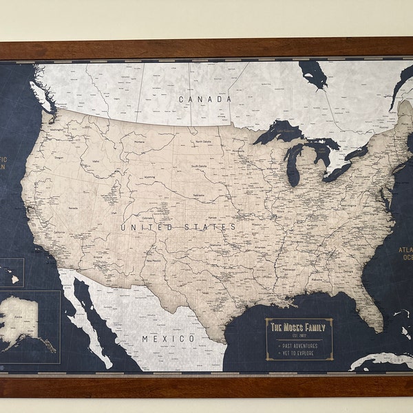 Large USA Push Pin Map | Personalized Travel Map of the US | Executive ...