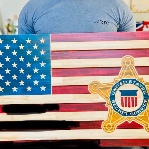 Secret Service Rustic American Wood Flag. - Etsy