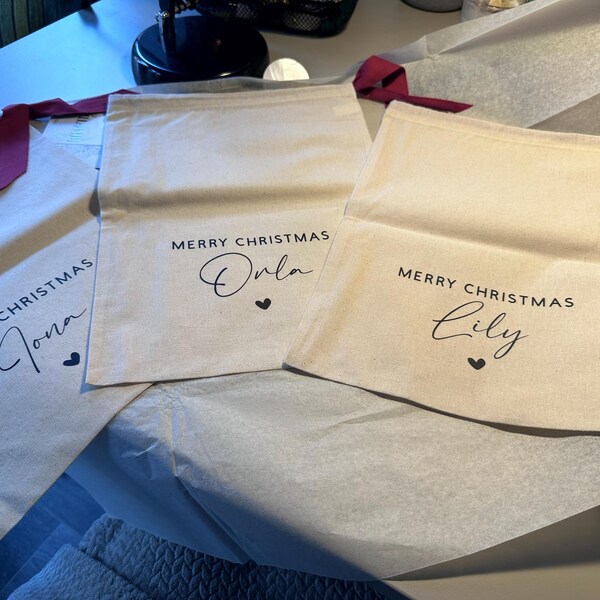 Personalised Gift Bags Luxury Cotton Drawstring Bags Choice of Ribbon ...