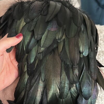 Natural and Black Feather Shoulder Epaulette, Feather Wings,tribal ...