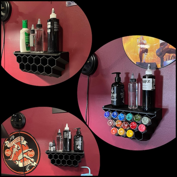11 Bottle Tattoo Ink Holder Rack With Shelf (metallic Red/blk) - Etsy