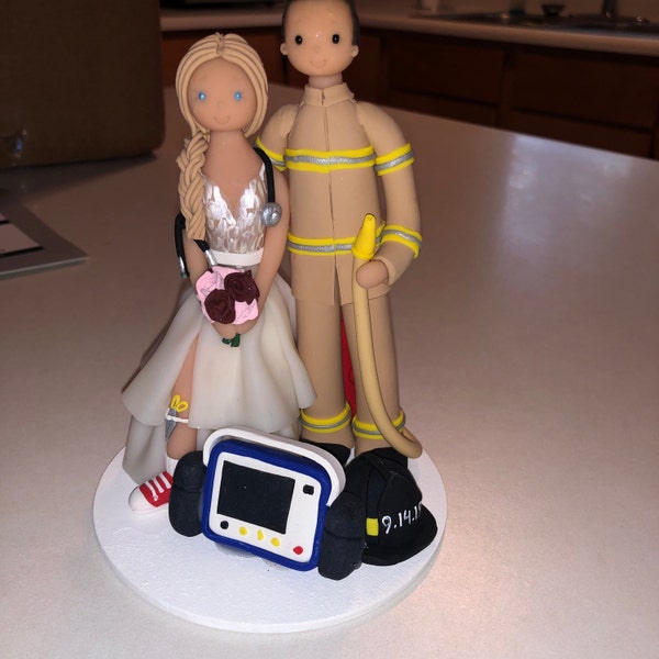 Firefighter & Paramedic Personalized Wedding Cake Topper - by MUDCARDS ...