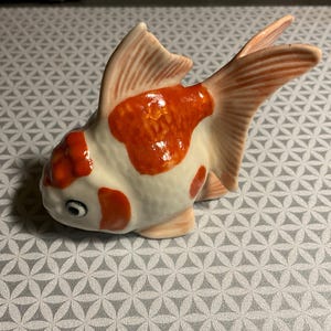 Koi-inspired Goldfish Figurine - Hand-painted Ceramic Art for ...