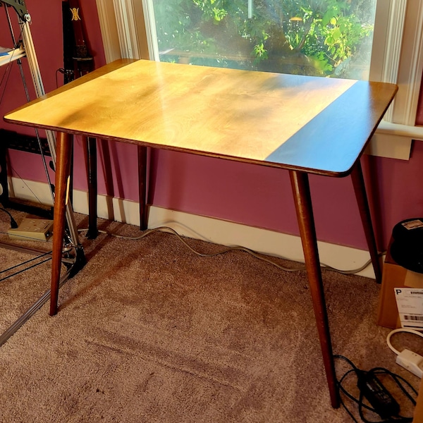 Walnut Wood Rectangle Computer Desk Table, Narrow Spacesaver Modern ...