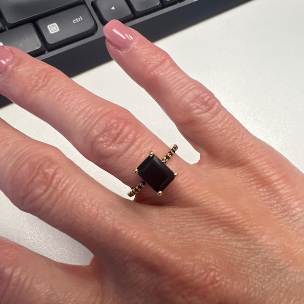 Black Onyx Ring-emerald Cut Black Onyx Ring-sterling Silver Ring-rose Gold Ring-statement Ring ...