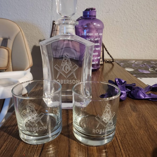 Free Mason Whiskey Decanter Gift Set, Mason Scotch Decanter Set ...