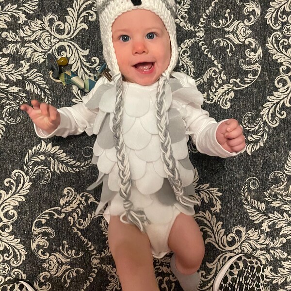Baby Owl Costume Crochet Owl Hat Baby Owl Bodysuit White Owl Hat and ...