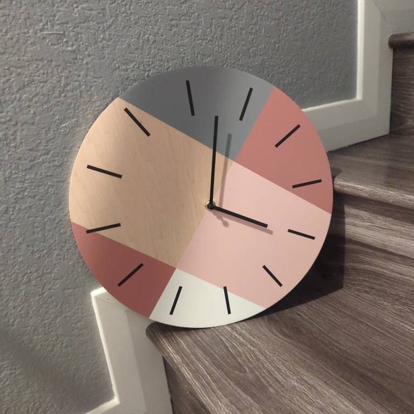 Scandi Wall Clock With Pastel Colors Minimalist Wooden Clock Pale ...