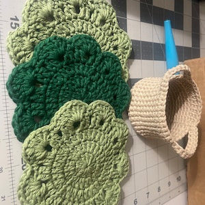 CROCHET PATTERN Succulent Plant Pot Coaster Crochet Pattern Flower Leaf ...
