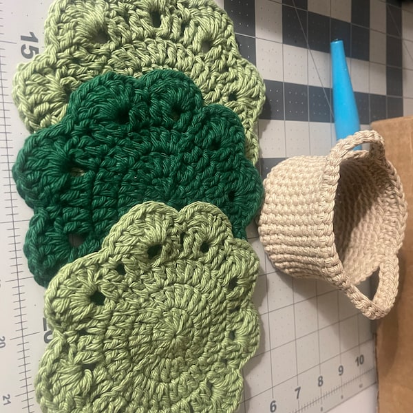 CROCHET PATTERN - Succulent Plant Pot Coaster Crochet Pattern Flower ...