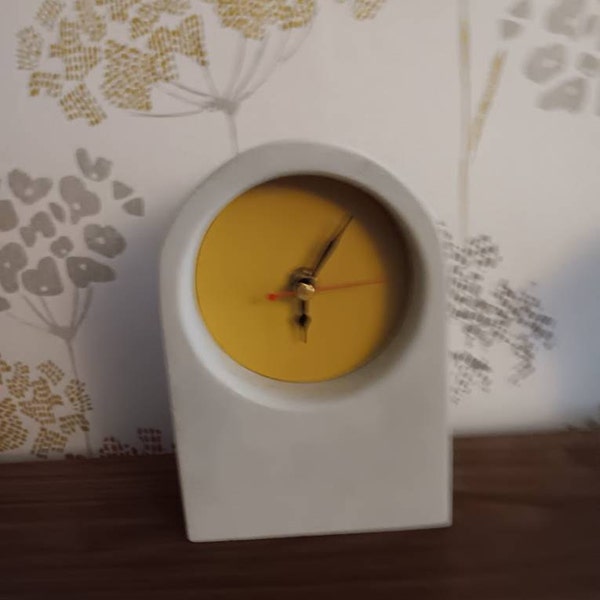 Concrete/cement Grey & Copper Desk Clock Handmade - Etsy UK