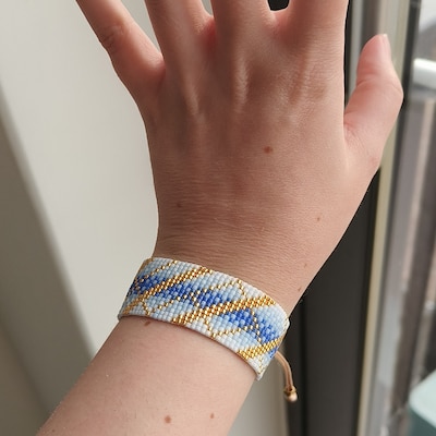 Emerald Elegant Geometric Miyuki Loom Bracelet Pattern, Loom Bead ...