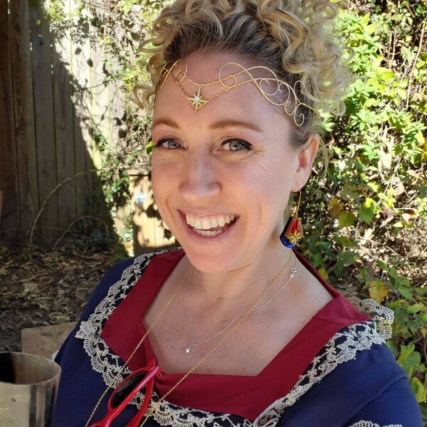 Red Crystal Forehead Tiara - Ruby Jewel Circlet - Elfin Crown - Fantasy ...