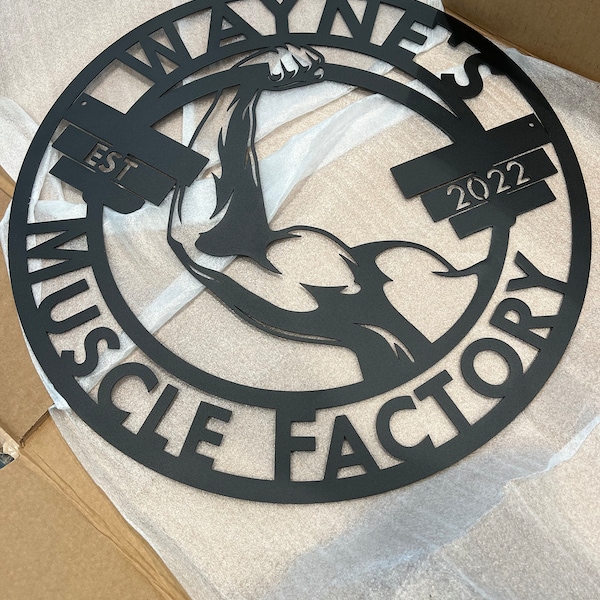 Personalized Muscle Factory Sign, Custom Metal Gym Decoration, Home Gym ...