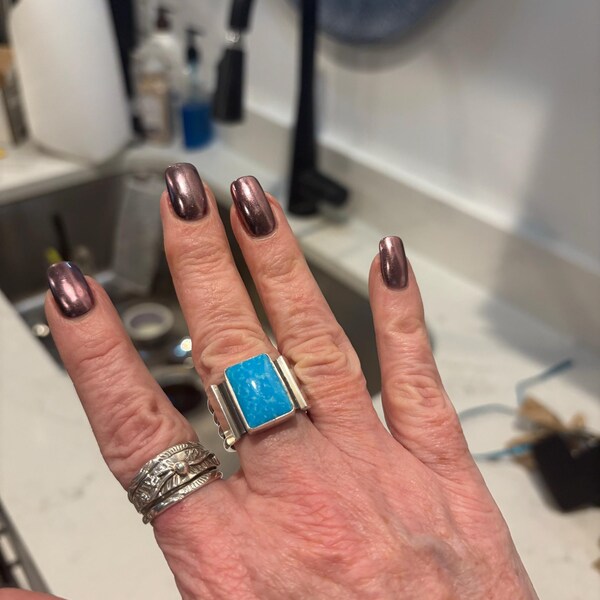 Beth Dutton Inspired Turquoise and Sterling Silver Large Statement Ring ...