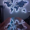 3D Map of the World With LED Lighting, 3D Wood Family Travel Map, Push ...