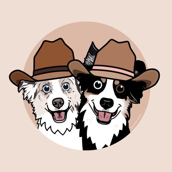 Howdy Paw-tner Custom Illustration - Cute Cowboy Hat Pet Portraits ...