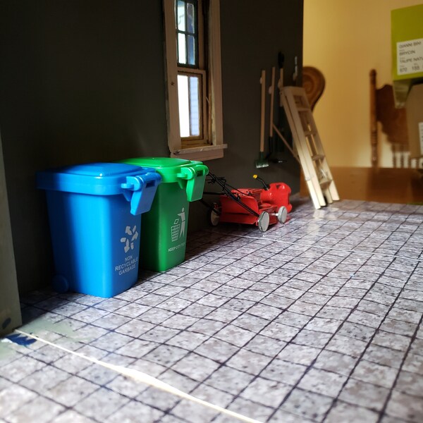 DOLLHOUSE TRASH CANS, Dollhouse Miniature, Garbage Cans With Wheels ...