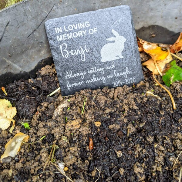 Personalised Engraved Slate Rabbit Pet Memorial Grave Marker Plaque ...