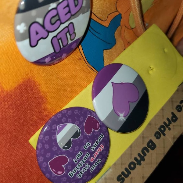 Ace Pride Buttons, 1 3/4 Inch 44mm Pin Back Buttons , Asexual Pin Badge ...