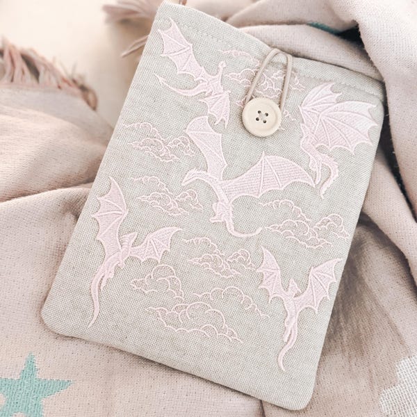 Embroidered Daisies iPad Sleeve, Daisy iPad Cover, Flower iPad Pouch, Floral iPad Case, Padded ...