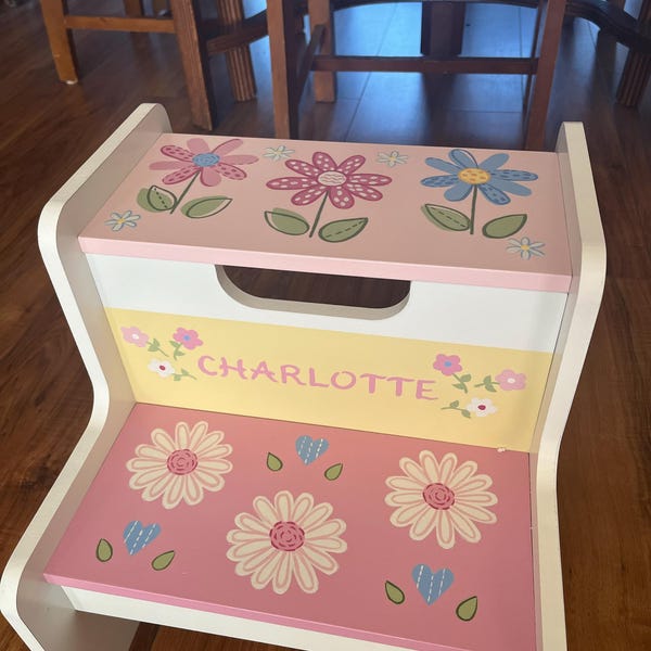 Kids 2 Step Stool,childrens Step Stool,race Cars,hand Painted,boy,girl ...