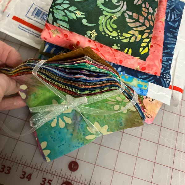 Batik Cotton Fabric Remnants, Fabric Scrap Grab Bag, Quilt Fabric Scrap ...