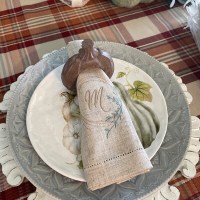 Monogrammed Embroidered Napkin Set, Monogram Napkin, Minimalist Napkin ...