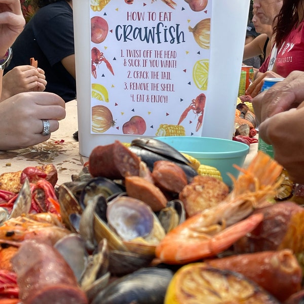 Crawfish Boil Signs, How to Eat, Welcome, Hand Washing, Pinch Peel Eat ...