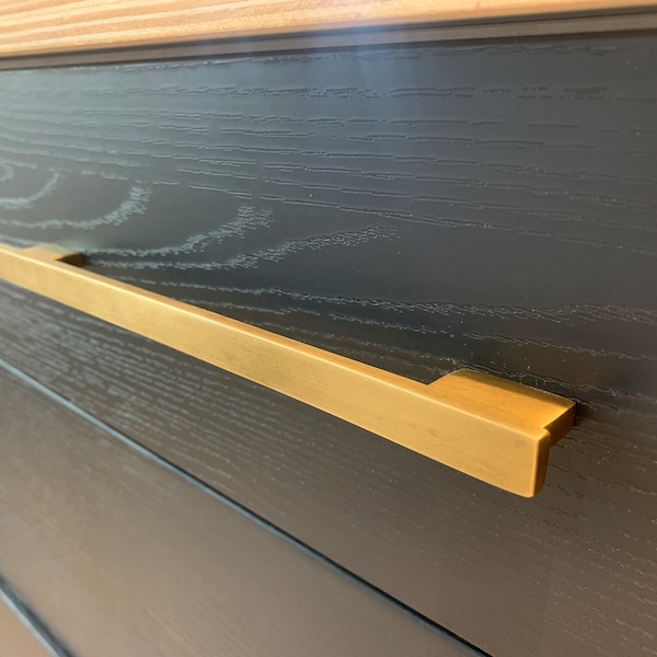 Kitchen Drawer Pulls | 3 Sizes | Solid Brass Straight Flat Bar Handles ...