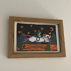 Framed Cowboy Frog Riding Mouse Print Ready to Hang - Etsy