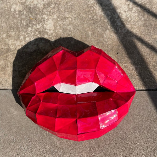 3D Papercraft Lips Template: Low Poly Wall Art (PDF Pattern) - Etsy
